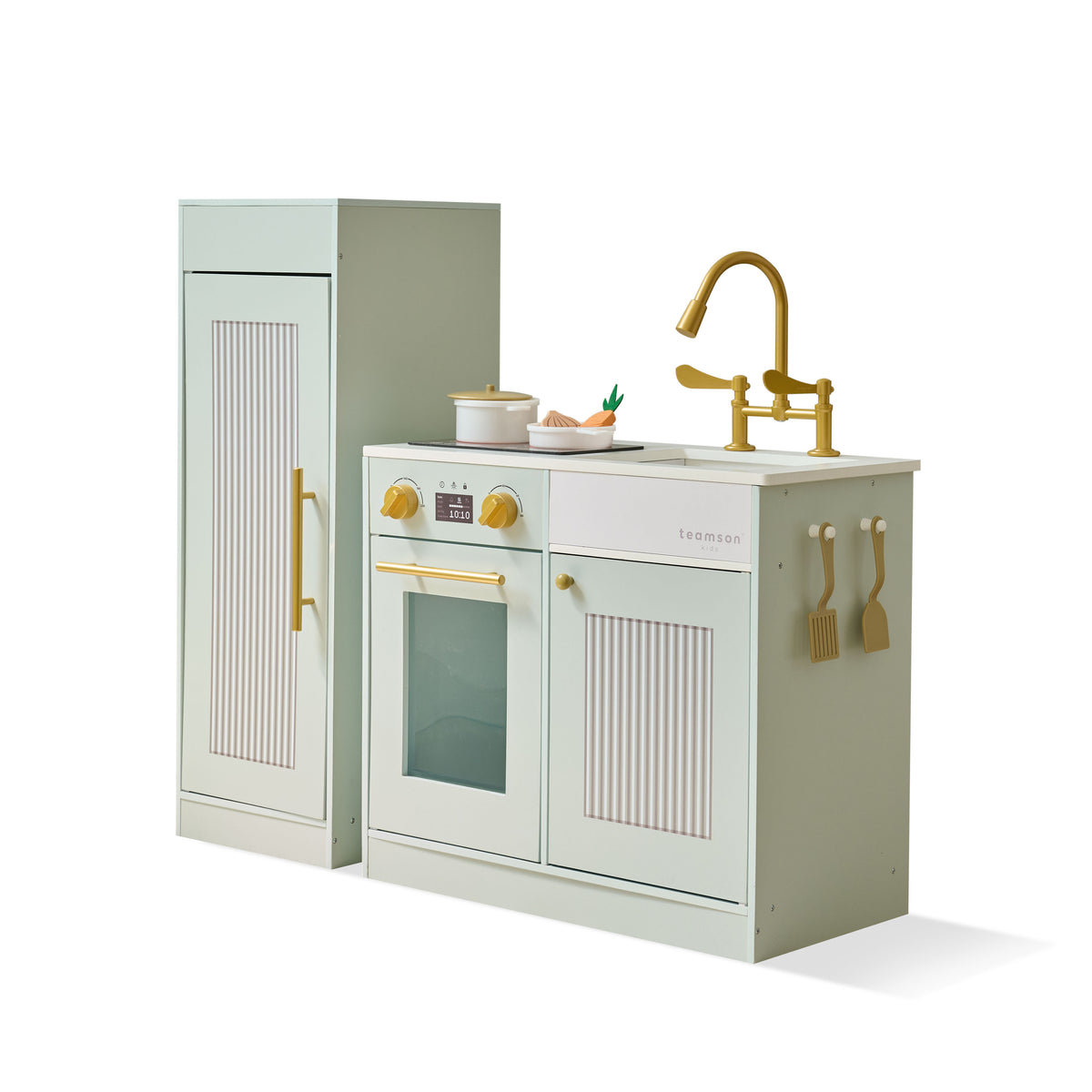 Green Play Kitchen with Fridge, Stove, 12 Accessories | Teamson Kids ...