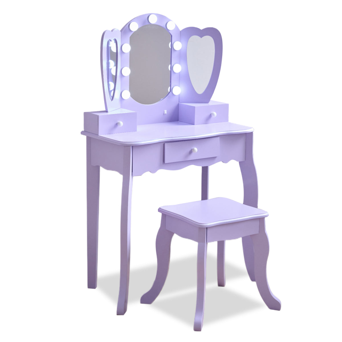 Violet Heart-Shaped Vanity with LED Lights, Mirror | Teamson Kids ...