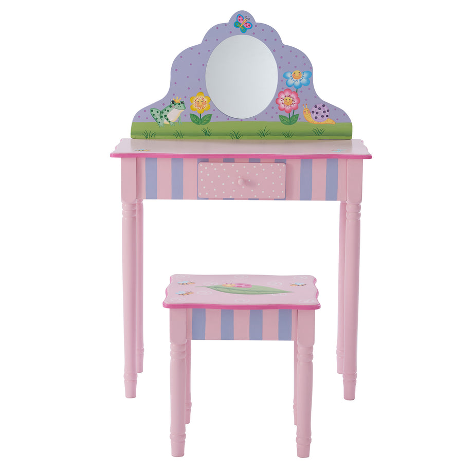Fantasy Fields Magic Garden Kids Dressing Table Stool Vanity Set With Mirror Storage